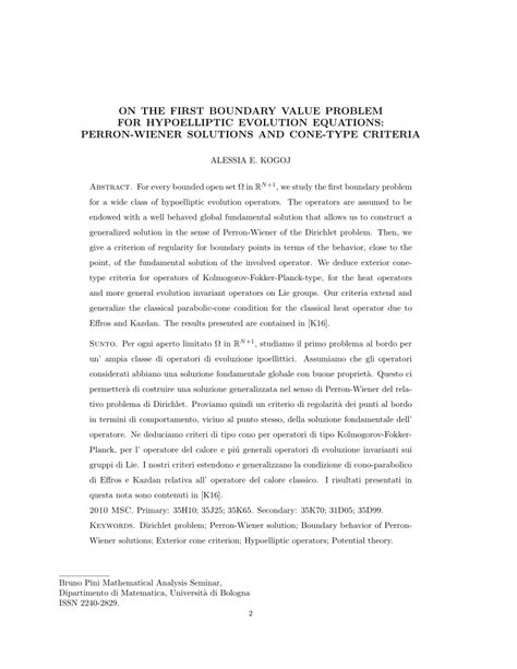 Pdf On The First Boundary Value Problem For Hypoelliptic Evolution
