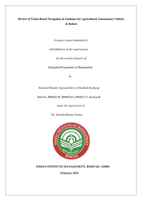 Pdf Review Of Vision Based Navigation And Guidance For Agricultural Autonomous Vehicles And Robots