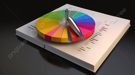 Accounting Book With A Pie Chart Background 3d Notepad With Pen And Pie Chart Graph Hd