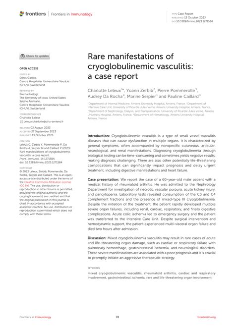 Pdf Rare Manifestations Of Cryoglobulinemic Vasculitis A Case Report