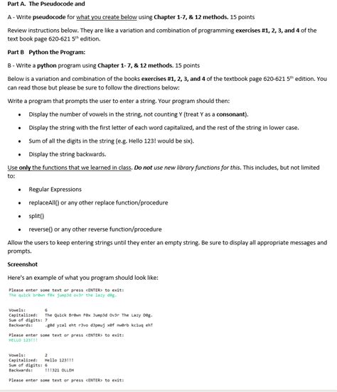 Part A The Pseudocode And A Write Pseudocode For