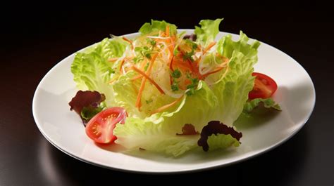 레몬과 파슬리를 곁들인 접시에 양상추 샐러드 먹기 쉽고 맛있는 슬라이스 양상추 샐러드” 나는 야채를 싫어하는 아이를 갖고 싶습니다 Hd 사진 Photo 음식 배경