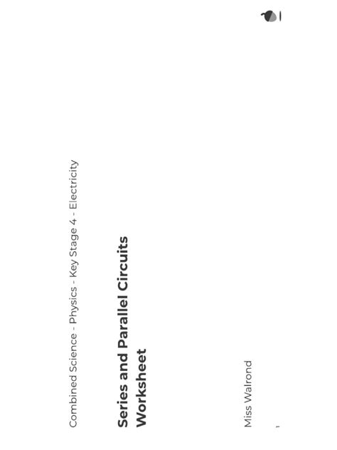Series Parallel Worksheet Pdf