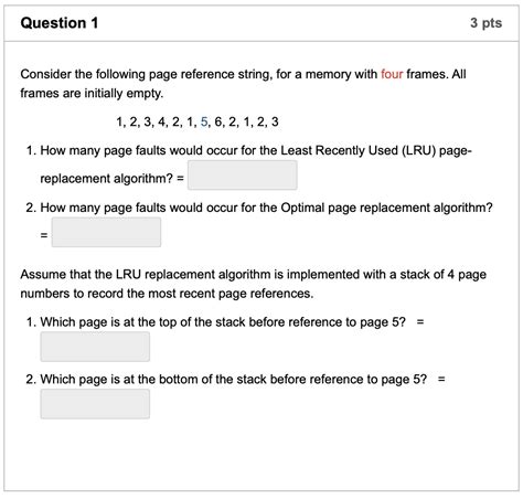 Solved Consider The Following Page Reference String For A