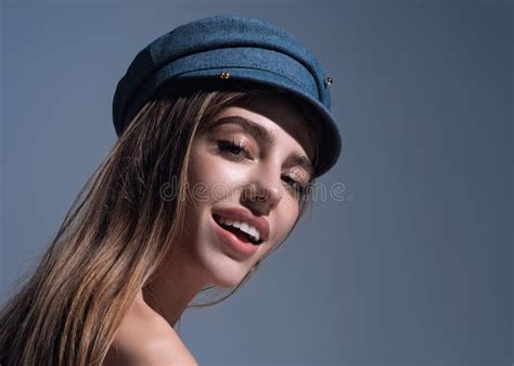 Attractive Woman Posing With Cap Beautiful Model Portrait Beauty
