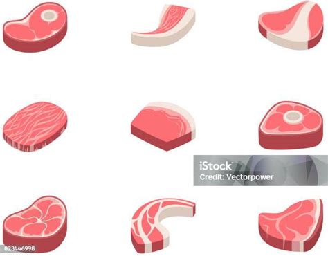 쇠고기 스테이크 생고기 음식 붉은 신선한 컷 정육점 생 바베 큐 바베 큐 슬라이스 성분 벡터 일러스트 레이 션을 잘라 건강한