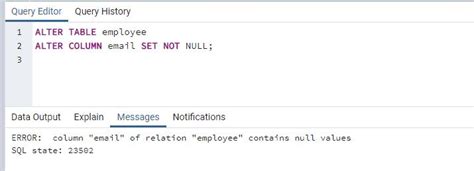 Postgresql Not Null Constraint