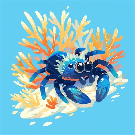 Premium Vector Sea Spider Crawling On Coral