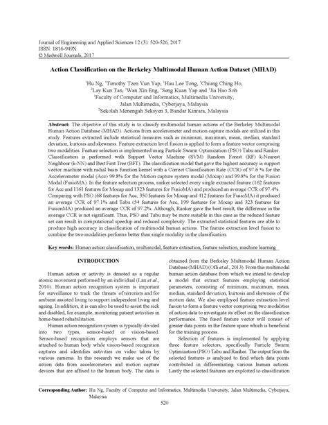 Pdf Action Classification On The Berkeley Multimodal Human Action