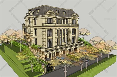 欧式别墅 sketchup模型 sketchup模型库 建E室内设计网