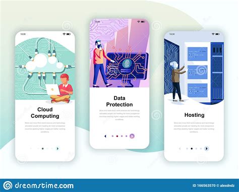 Set Of Onboarding Screens User Interface Kit For Cloud Computing Protection Hosting Mobile