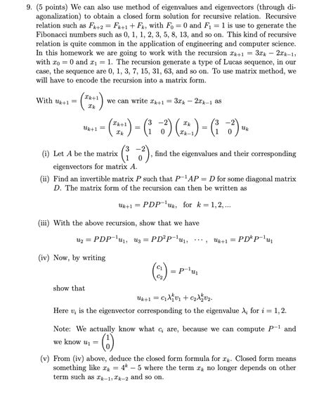 Solved 5 Points We Can Also Use Method Of Eigenvalues And