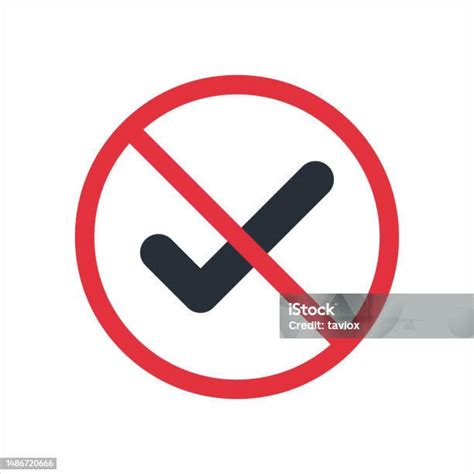 흰색 배경에 격리된 확인 표시 아이콘이 있는 금지 표시 확인 표시는 금지된 벡터 그림입니다 확인 표시는 허용되지 않는