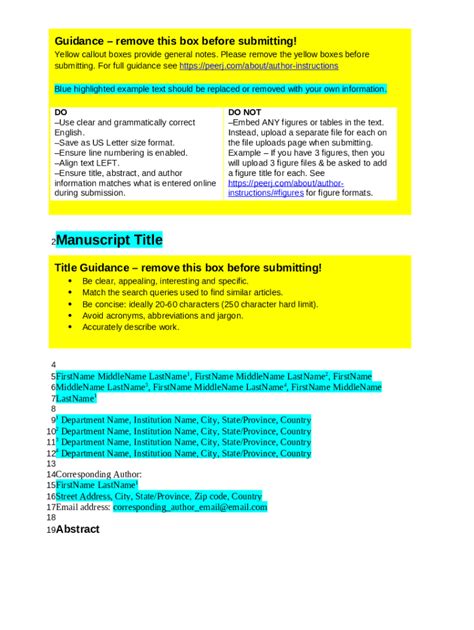 LaTeX Template For PeerJ Journal Submissions Doc Template PdfFiller