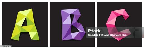 종이 접기 스타일에 알파벳 편지 Abc의 벡터 그림 다각형 다채로운 편지 0명에 대한 스톡 벡터 아트 및 기타 이미지 0명 3차원 형태 개념 Istock