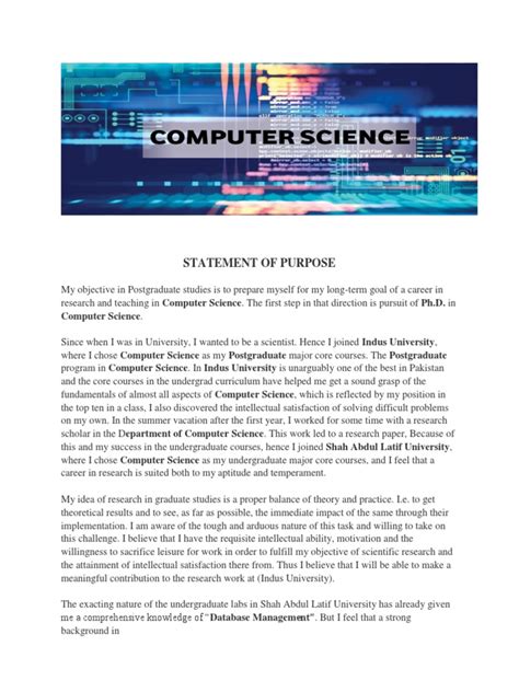 statement of purpose 1 pdf science computer science