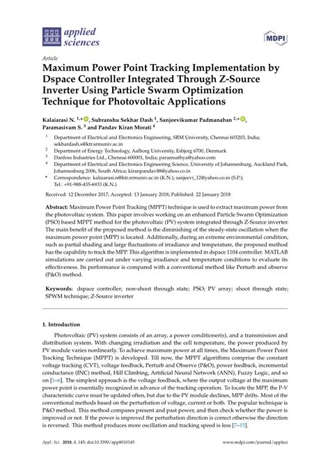 Pdf Maximum Power Point Tracking Implementation By Dspace Controller