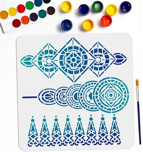 3 Styles Vintage Tribal Texture Stencil 11 8×11 8inch Dot Border