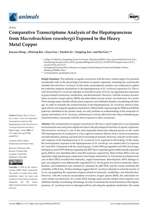 Pdf Comparative Transcriptome Analysis Of The Hepatopancreas From