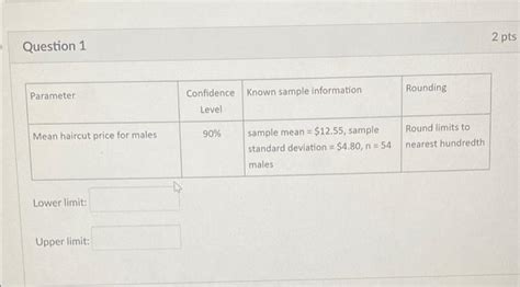 Solved 2 Pts Question 1 Rounding Parameter Confidence Known