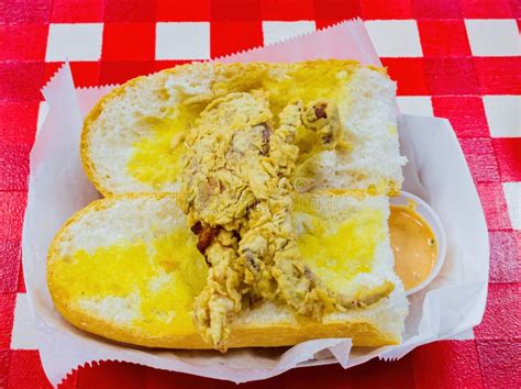 Close Up Of Deep Fried Soft Shell Crab Po Boy Stock Image Image Of
