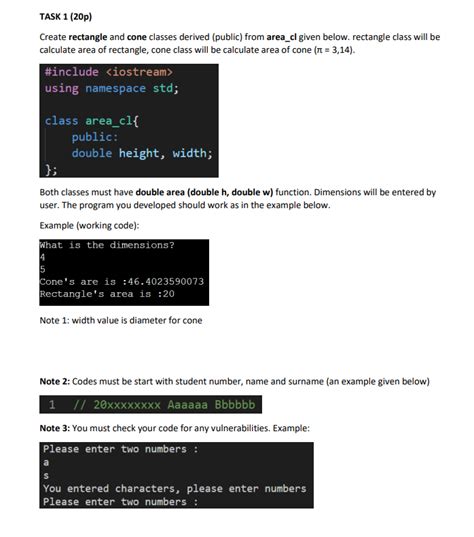 Solved Task 1 20p Create Rectangle And Cone Classes