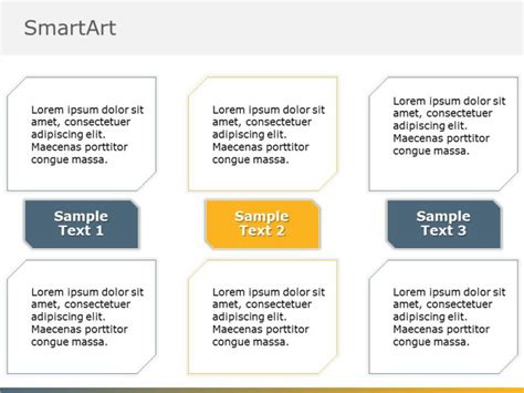 SmartArt List Horizontal Bullet List 3 Steps PowerPoint Template