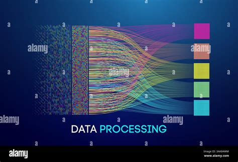 Abstract Data Processing Visualization With Colorful Digital Streams Binary Code And