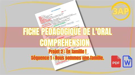 Fiche Pedagogique De Loral Comprehension Projet 2 Sequence 1 3ap