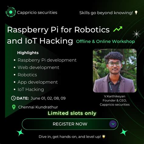 Cappricio Securities On Linkedin Raspberrypi Robotics Iot Workshop Hacking Development