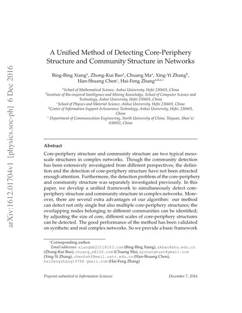 Pdf A Unified Method Of Detecting Core Periphery Structure And