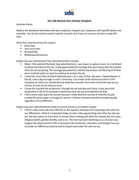 Activity 1 1 Scored Well Scs 100 Module One Activity Template