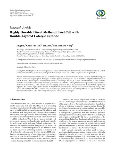 Pdf Highly Durable Direct Methanol Fuel Cell With Double Layered Catalyst Cathode
