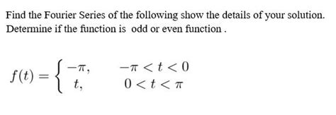 Solved Find The Fourier Series Of The Following Show The Chegg Com