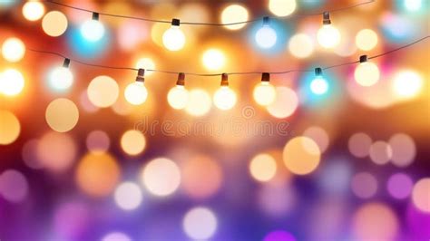 String Lights Glowing Against A Vibrant Bokeh Background Create A Festive Atmosphere AI Stock