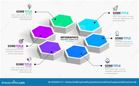 infographic template isometric hexagons with 6 steps stock vector illustration of layout
