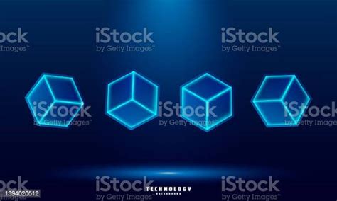 진한 파란색 배경에 파란색이 빛나는 벡터 사실적인 3d 큐브 0명에 대한 스톡 벡터 아트 및 기타 이미지 0명 3차원 형태 개념 Istock