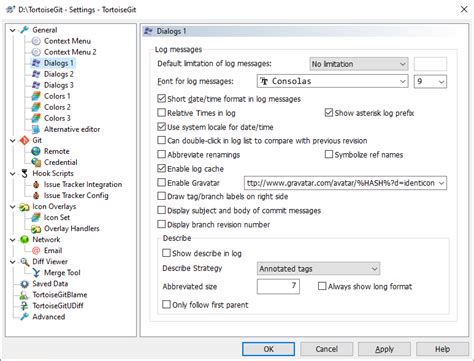 Tortoisegits Settings Tortoisegit Documentation Tortoisegit