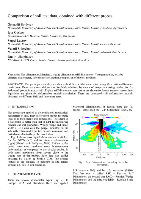PDF Comparison Of Soil Test Data Obtained With Different Probes