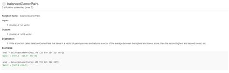solved 0 solutions submitted max 7 function name