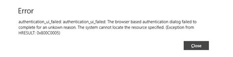 windows web authentication broker always fails stack overflow