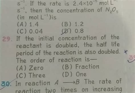 if the initial concentration of the reactant is doubled the half life pe