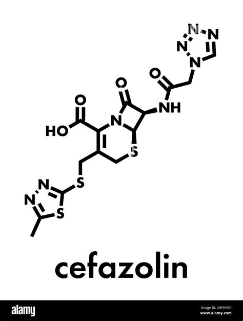 Cefazolin Antibiotic Drug Molecule Cephalosporin First Generation Skeletal Formula Stock