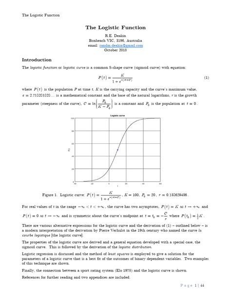 The Logistic Function Pdf Probability Distribution Probability