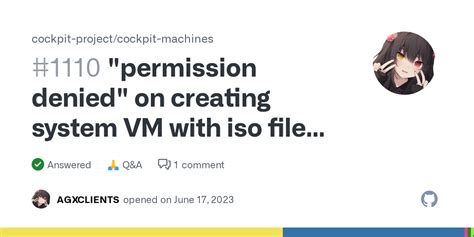Permission Denied On Creating System Vm With Iso File In Home
