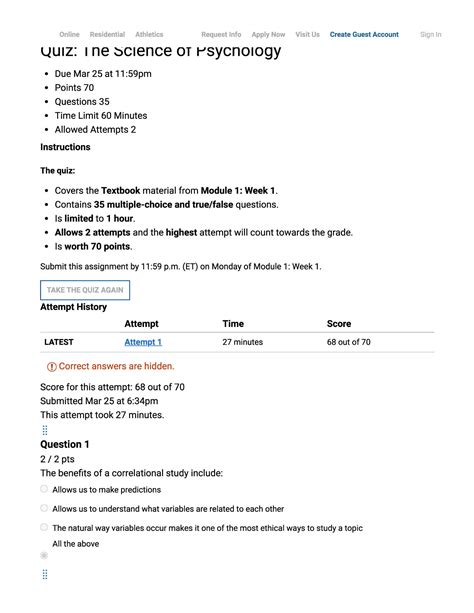 SOLUTION Psyc 101 Liberty University Quiz The Science Of Psychology Practice Material 2024