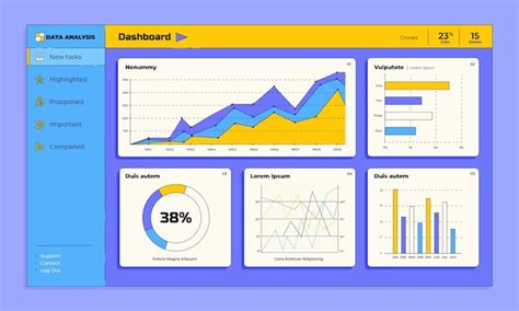 Premium Vector Data Analysis Dashboard Interface Template