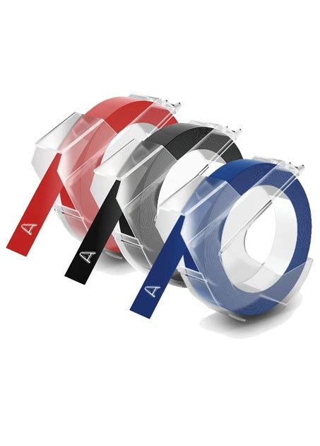 Лента для тиснения 9мм X 3м набор из 3 х шт Dymo S0847750 черная синяя красная лента белый