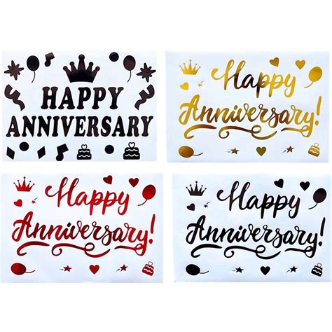สติกเกอร์ ลาย Happy Anniversary Gold Bobo สําหรับตกแต่งลูกโป่ง งานแต่งงาน ปาร์ตี้ครบรอบ Diy