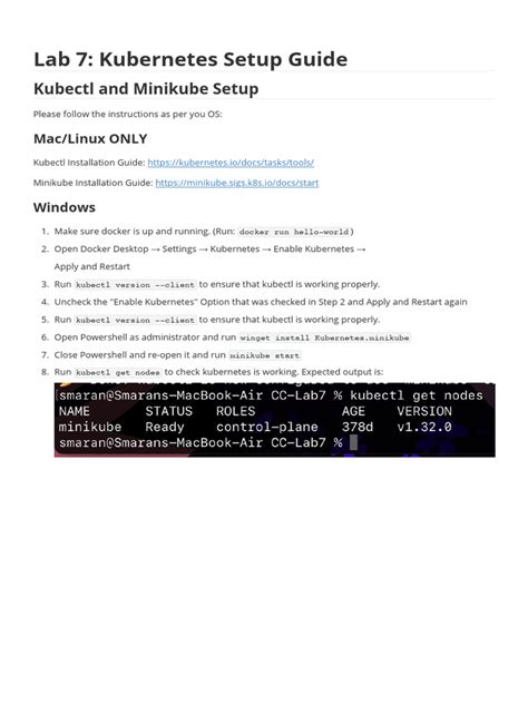 Lab 7 Kubernetes Setup Guide Pdf